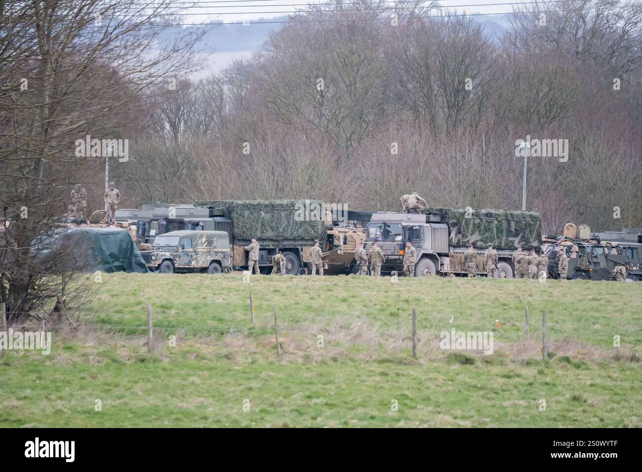 a division of British army cavalry and armoured brigades assembled in a ...