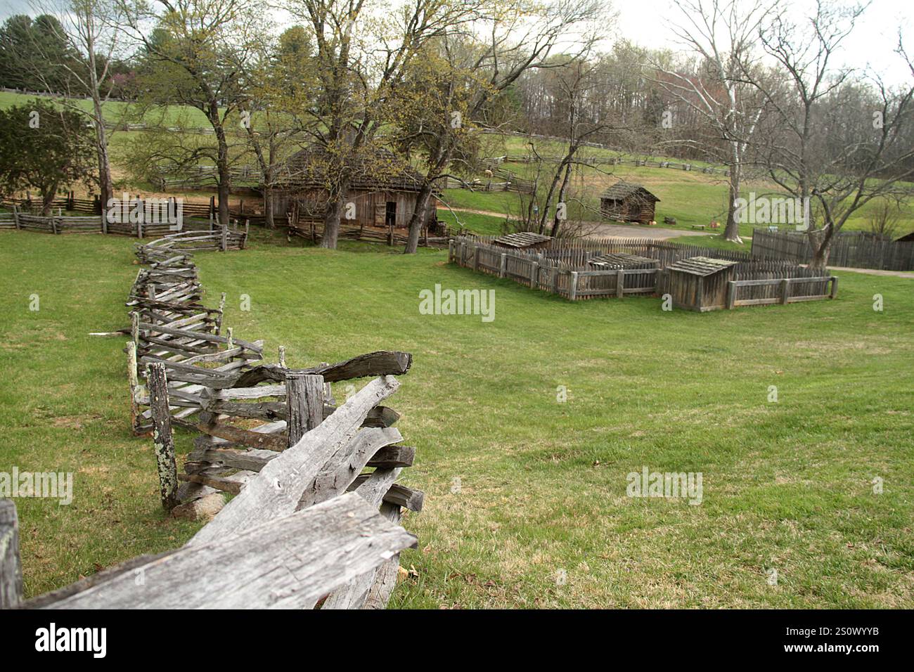 Hardy, VA, USA. Old-style farm on the grounds of Booker T. Washington ...