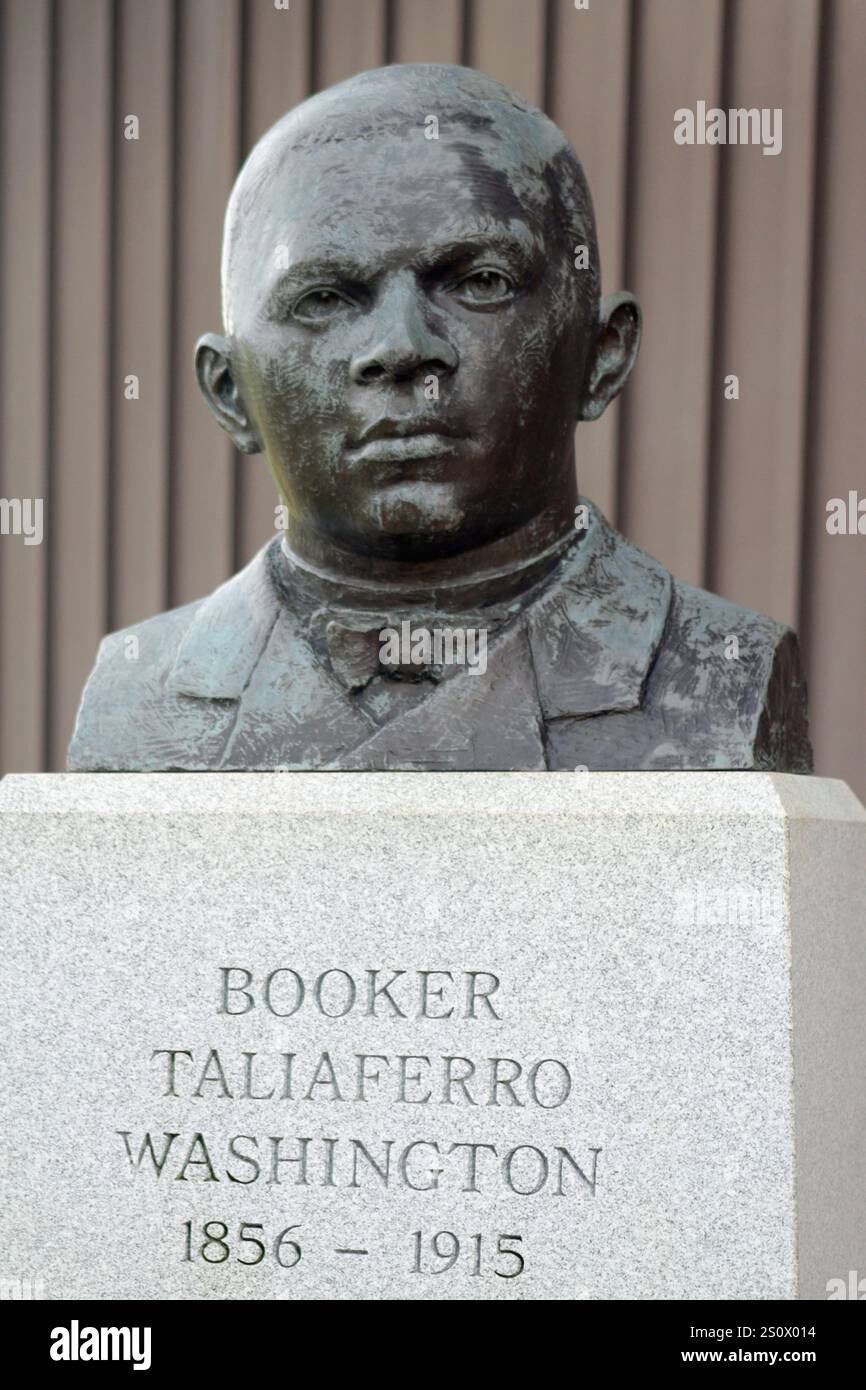 Hardy, VA, USA. Bust of Booker T. Washington at Booker T. Washington ...