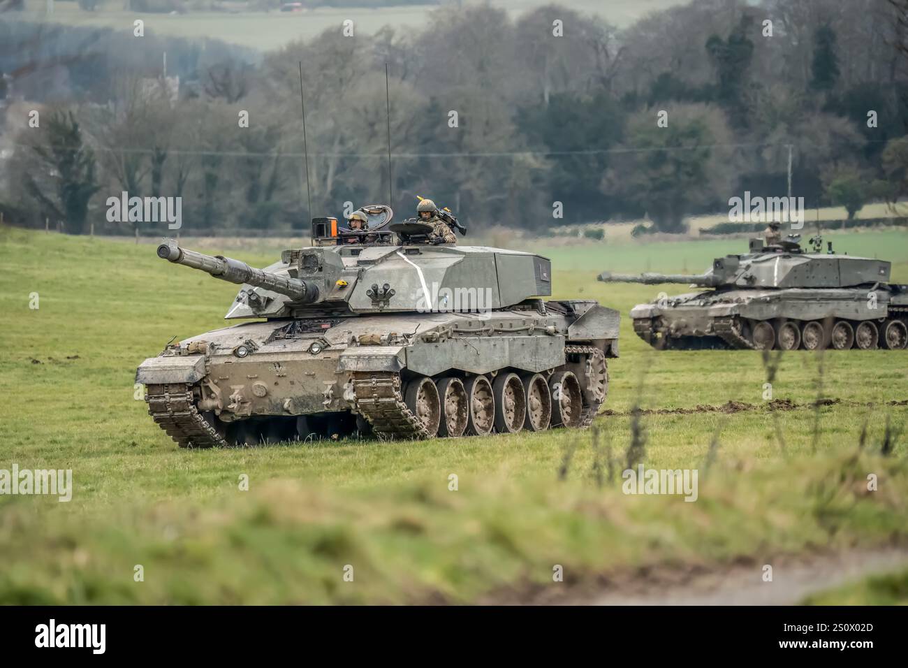 a squadron of British army Challenger 2 II FV4034 main battle tanks, in ...