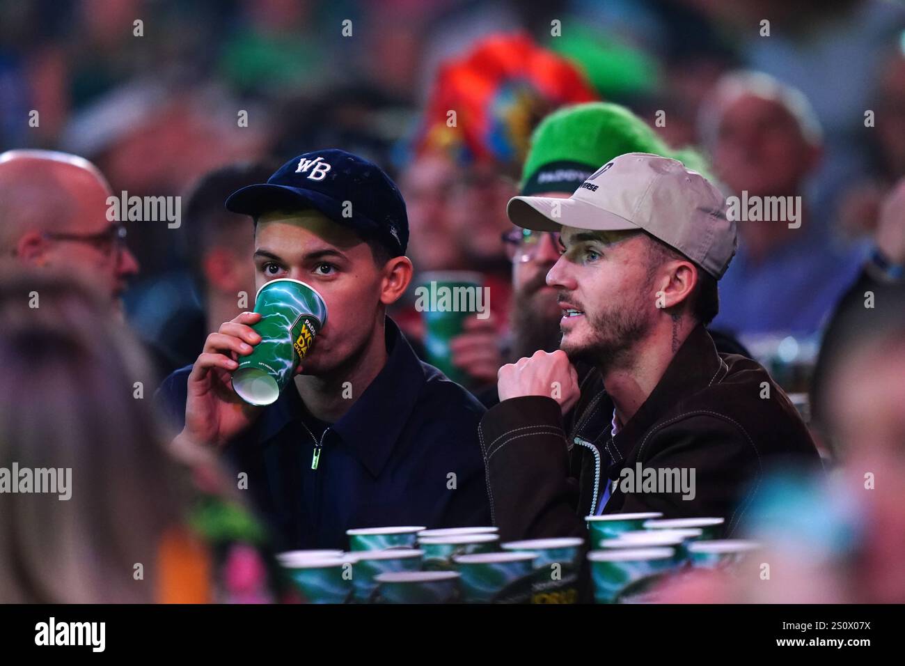 Tottenham Hotspur players Brennan Johnson (left) and James Maddison can ...