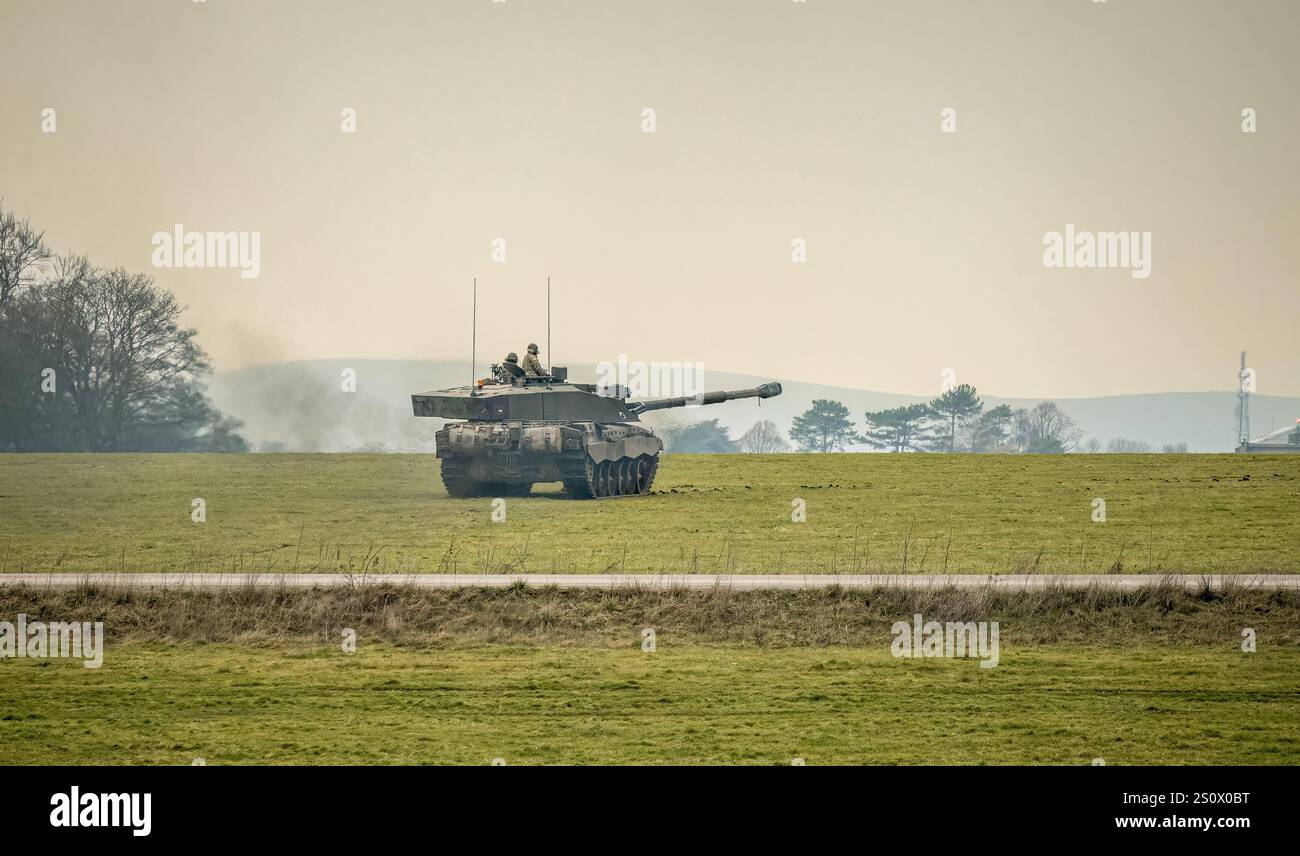 British army Challenger 2 II FV4034 main battle tank in action on a ...