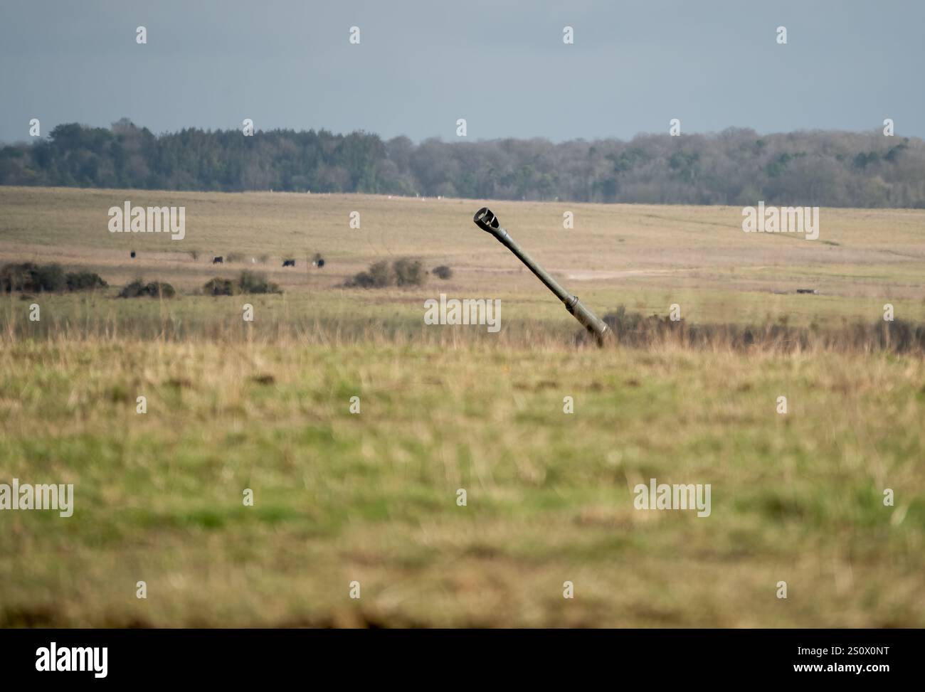 artillery gun aiming skyward on a British army AS90 (AS-90 Braveheart ...