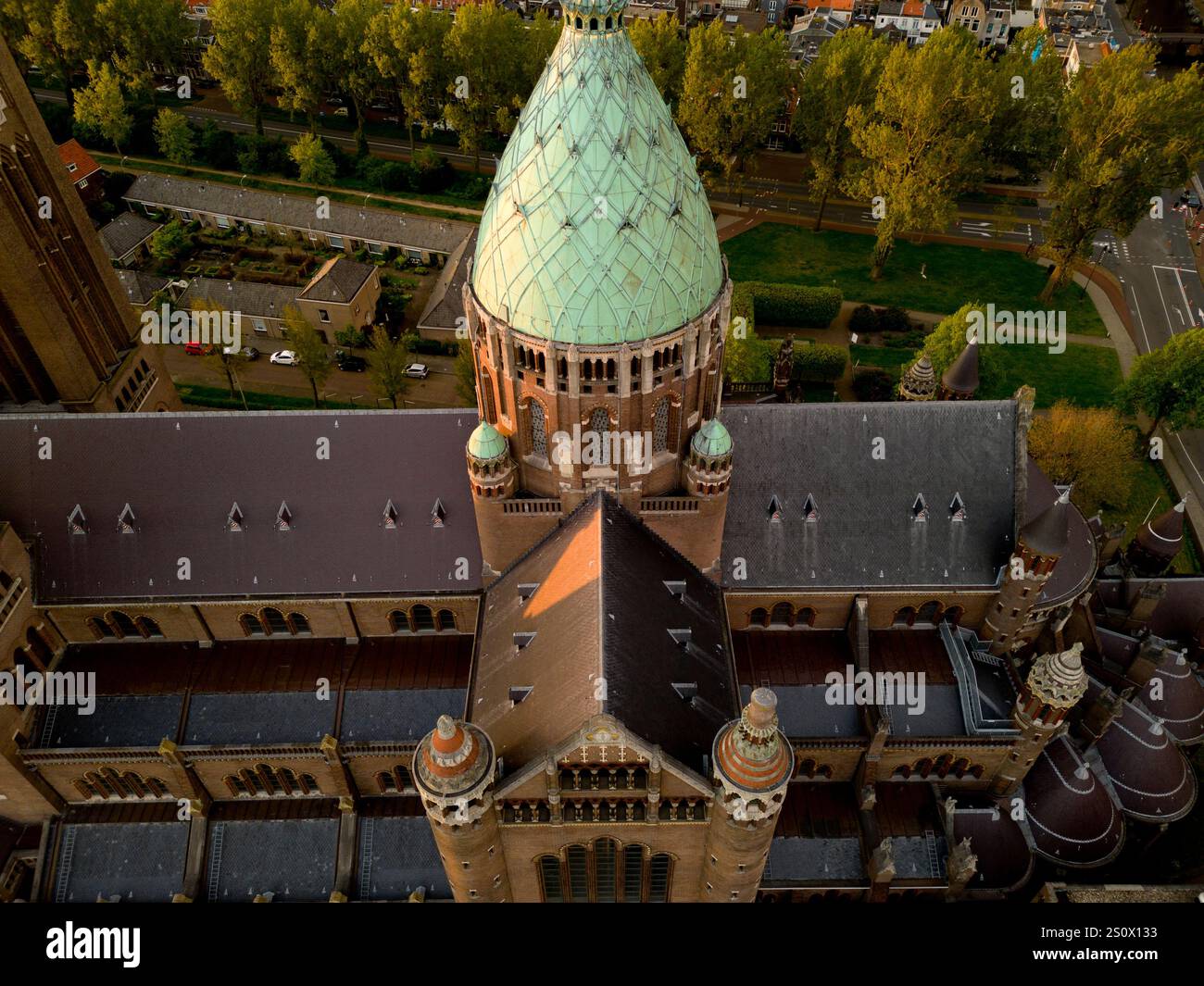 Aerial view of the Cathedral of St Bavo, Haarlem, The Netherlands Stock ...