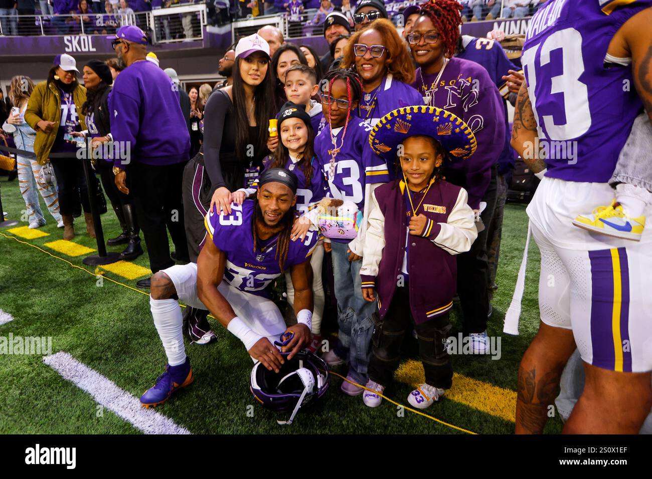 Minnesota Vikings' Aaron Jones p[oses for a picture before an NFL ...