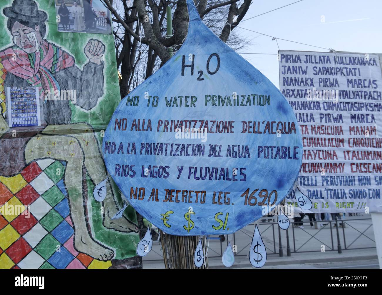 Milan, Italy. 29th Dec, 2024. Protest picket of the Peruvian people in ...