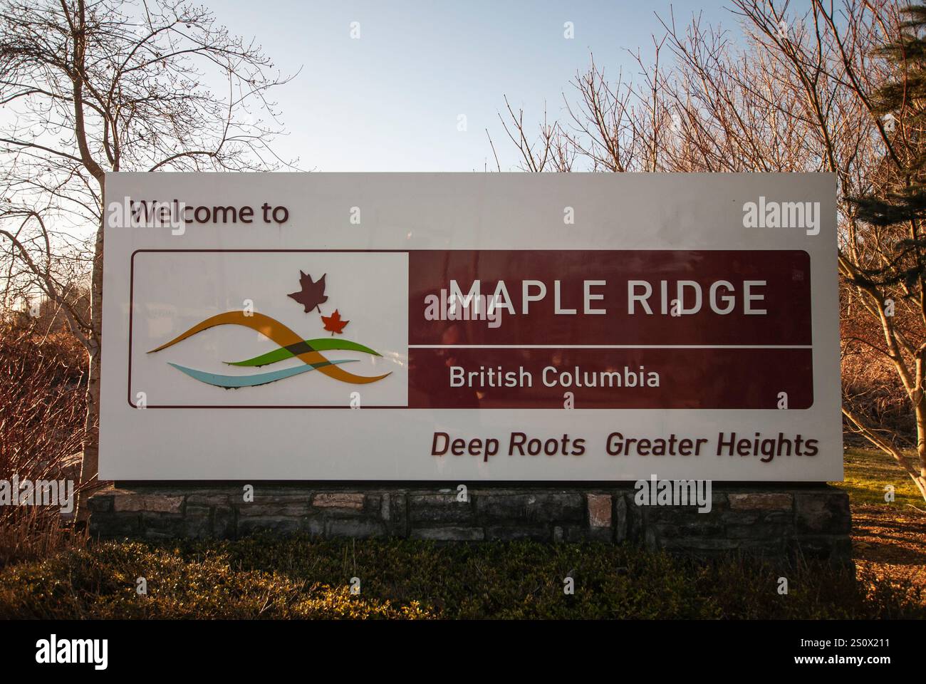 Welcome to Maple Ridge sign on highway 7 in British Columbia, Canada ...