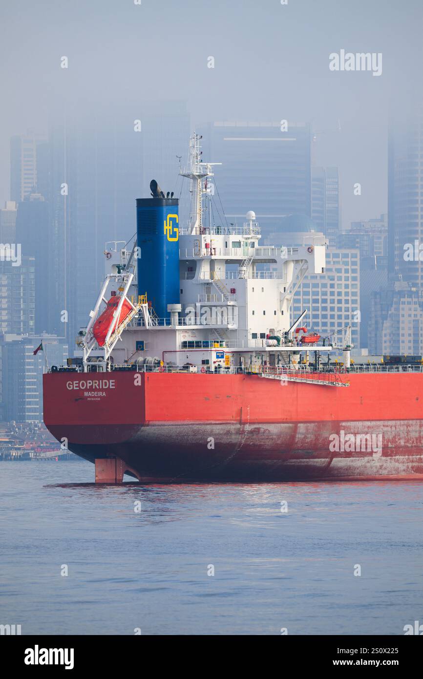 Seattle, WA, USA - December 4, 2024; Stern with name of bulk Carrier ...