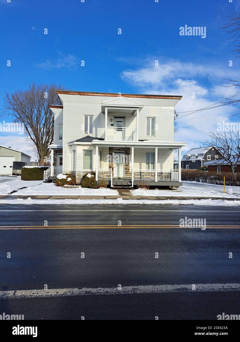 Residences on rue Saint-Simon in Sainte-Madeleine, Quebec, Canada Stock ...