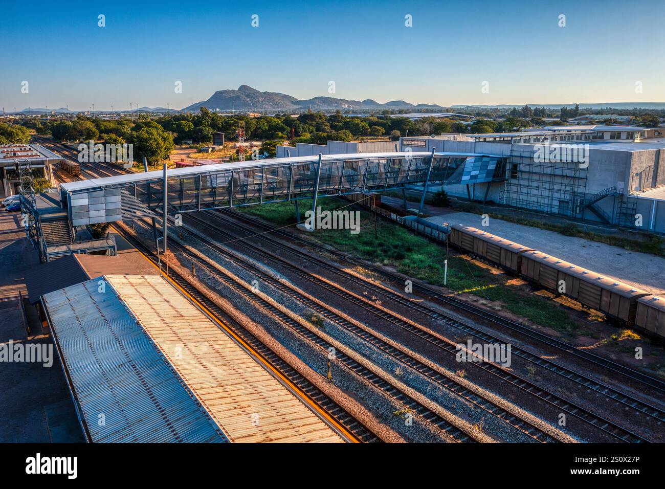 view from the train rail tracks , over the bridge, leading to CBD ...