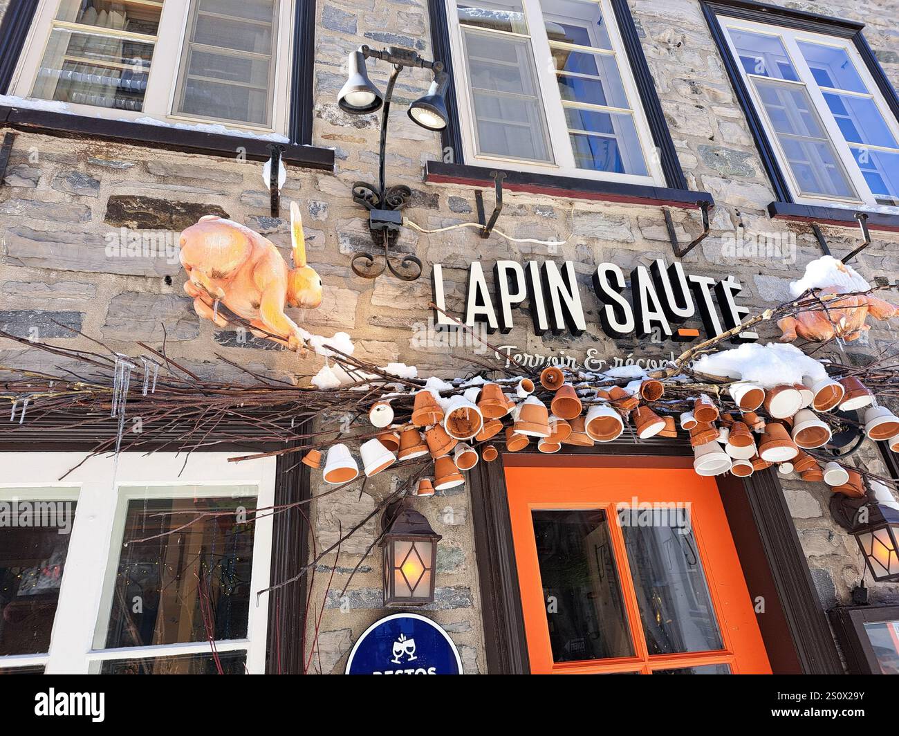 Lapin Saute restaurant sign in Petit Champlain, Quebec City, Quebec ...