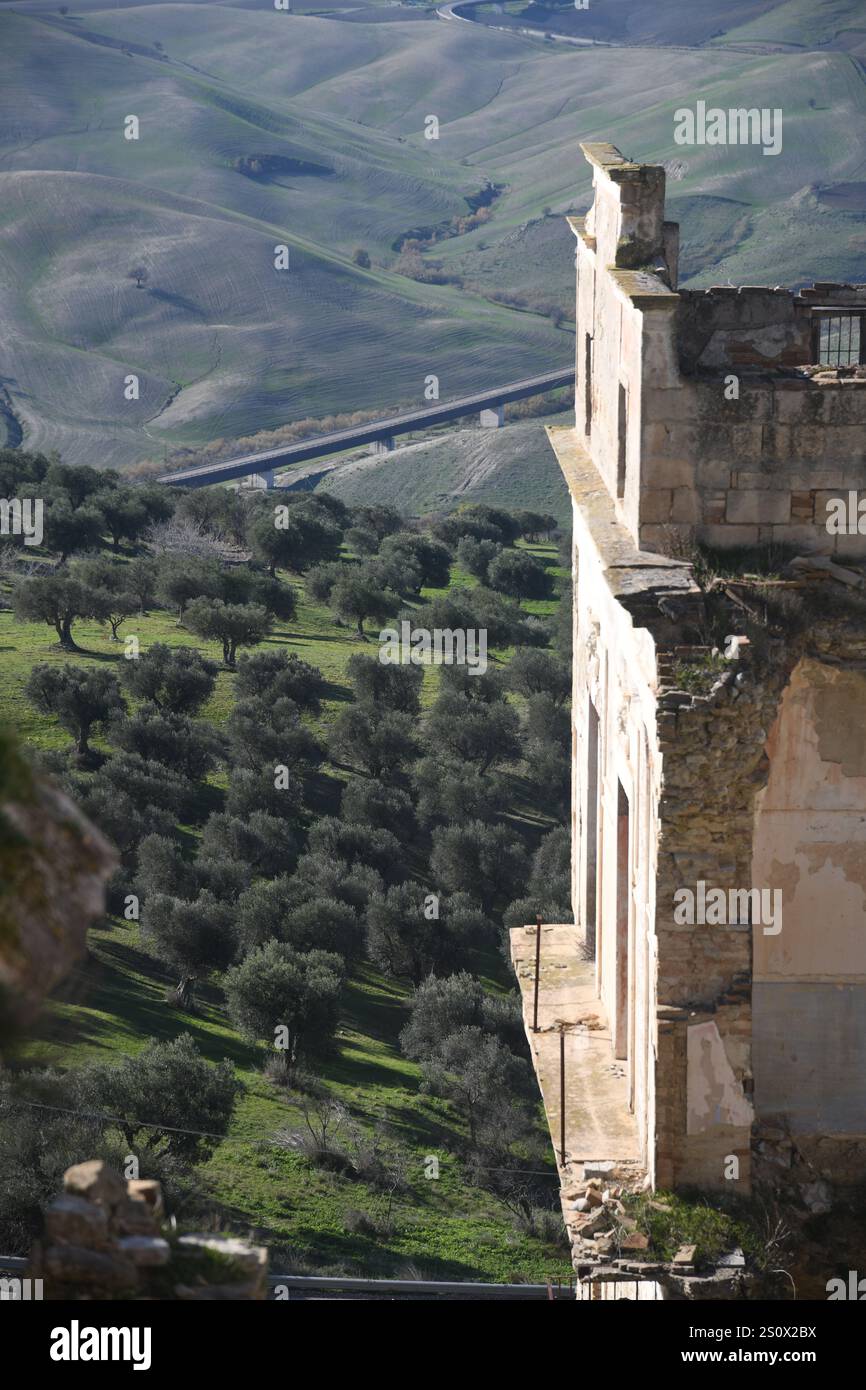 Old buildings inside the abandoned city of Craco, a ghost town in ...