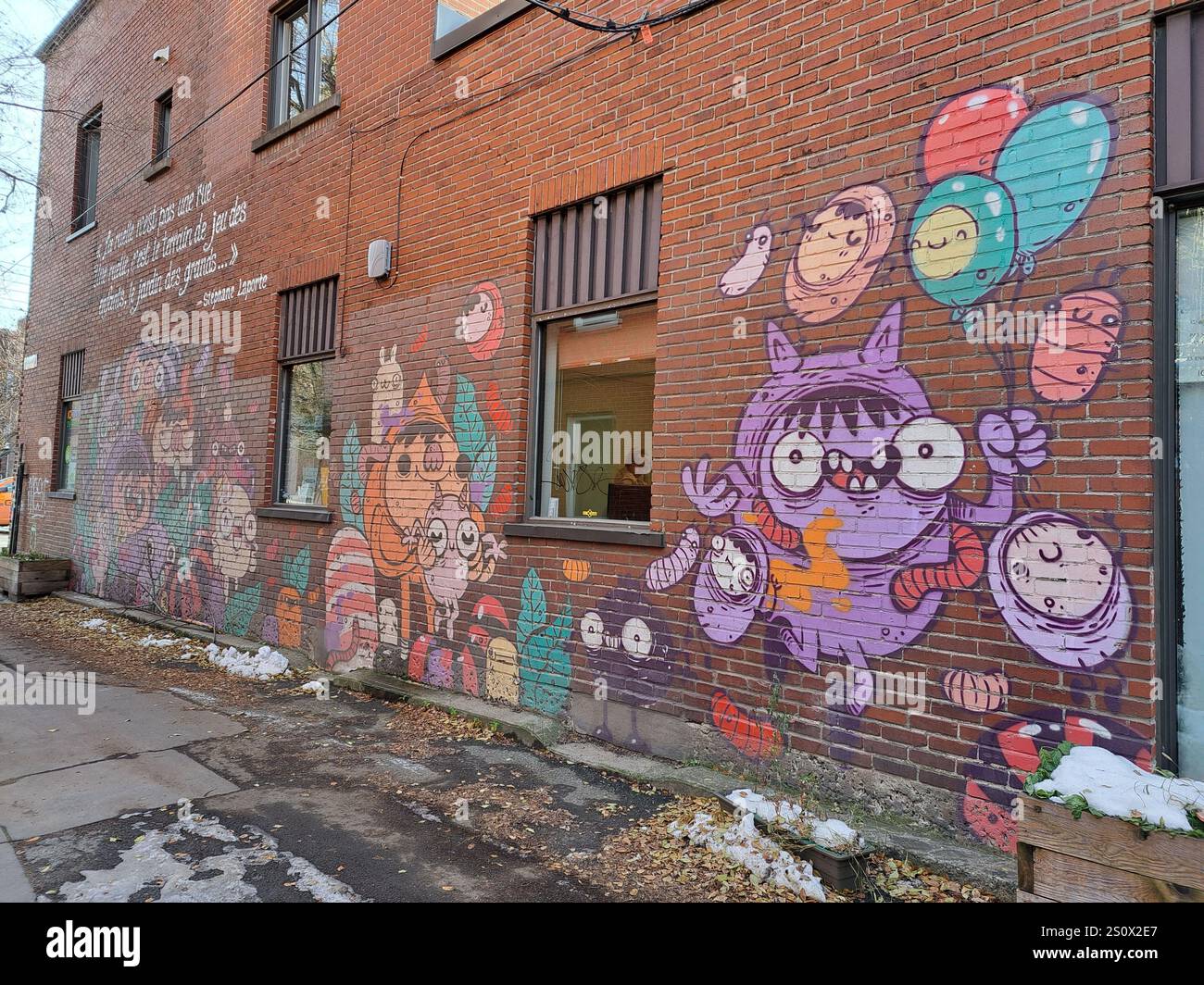 Mural of children in Hochelaga neighborhood in Montreal, Quebec, Canada ...