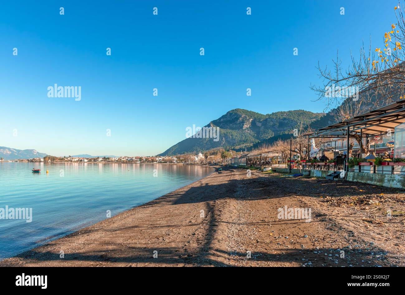 View of the empty beach of Kamena Vourla, in Phthiotis, central Greece ...