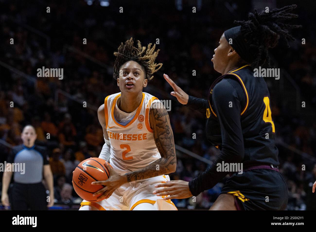 Tennessee guard Ruby Whitehorn (2) drives against Winthrop forward ...