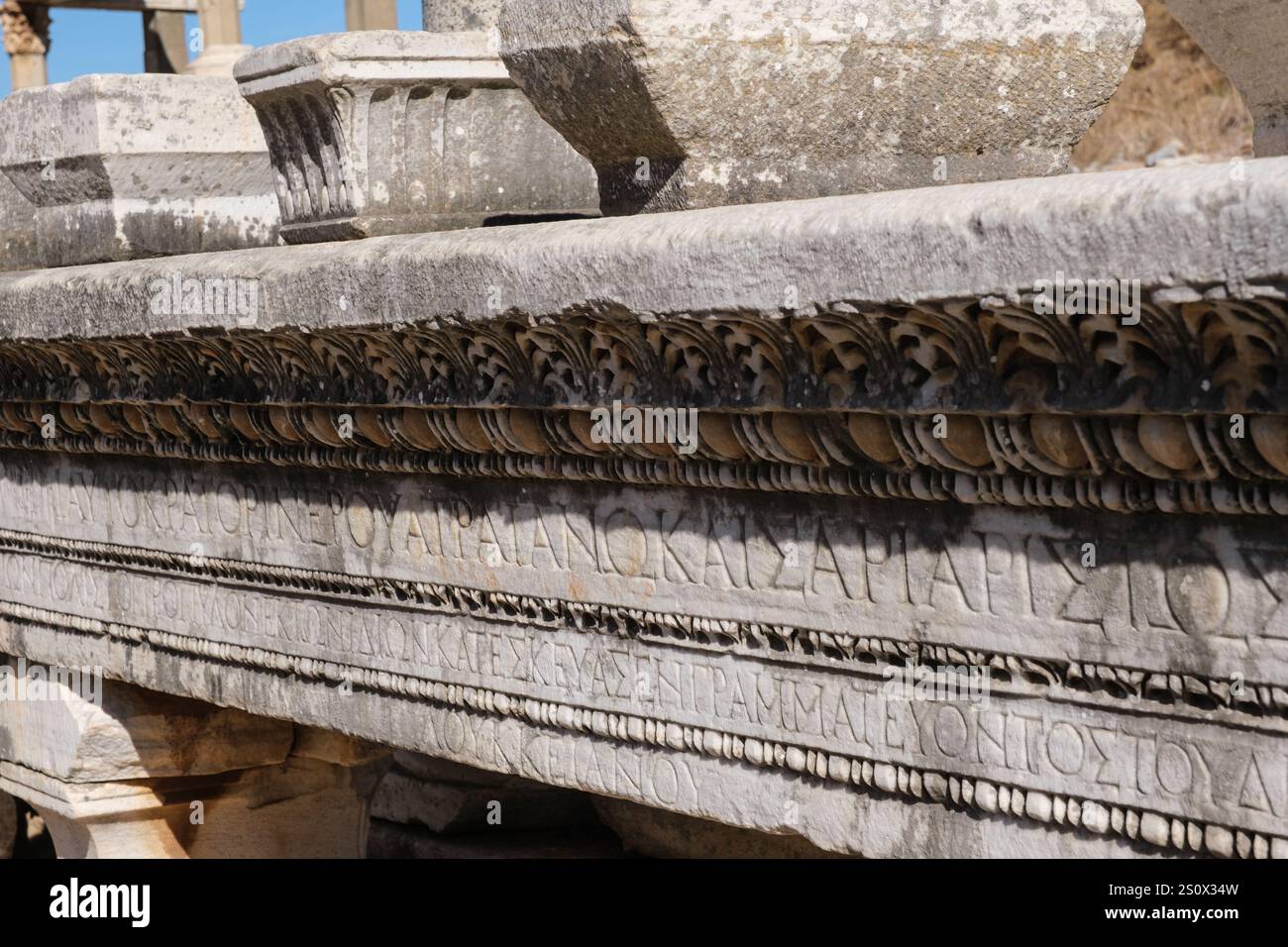 Turkey, Turkiye. Inscription, Roman Ruins at Ephesus Stock Photo - Alamy