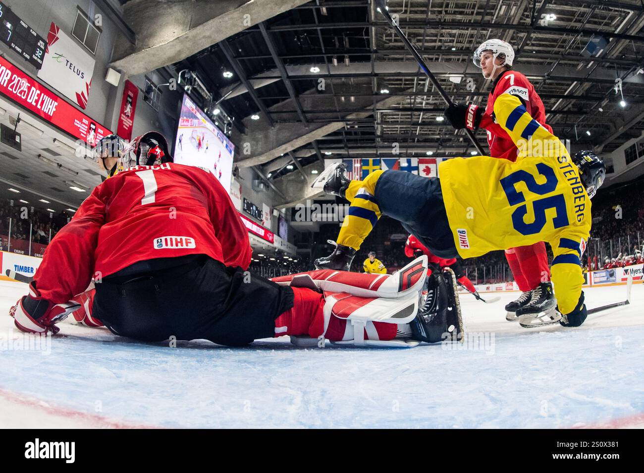 Goaltender Christian Kirsch and Timo Bunzli of, Switzerland ...