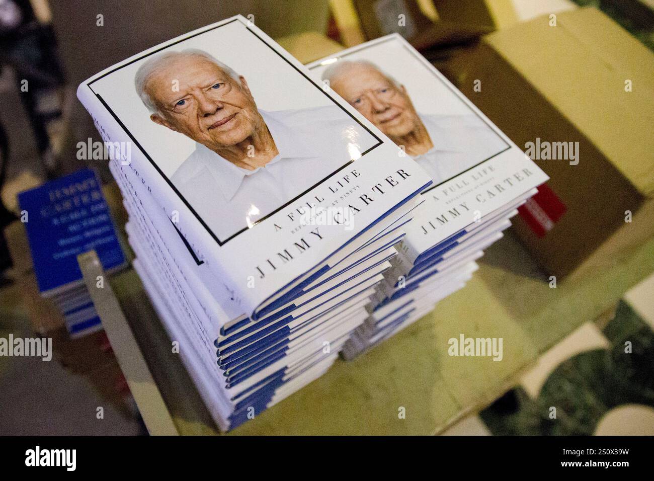 FILE - Copies of former President Jimmy Carter's book, "A Full Life ...