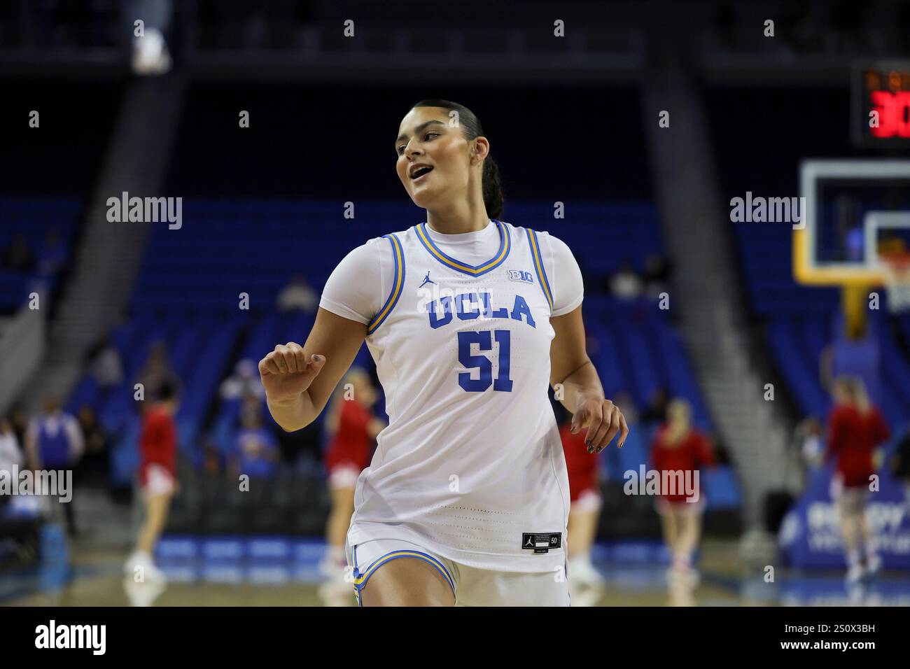 UCLA center Lauren Betts warms up before an NCAA college basketball ...