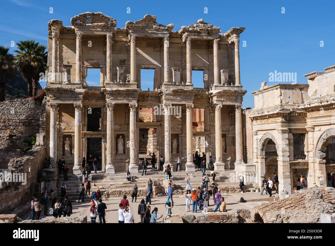 Turkey, Turkiye. Roman Ruins at Ephesus, View of the Library of Celsus ...