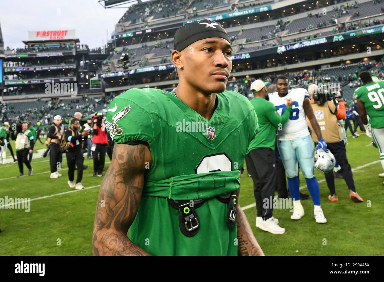 Philadelphia Eagles wide receiver DeVonta Smith walks off the field ...