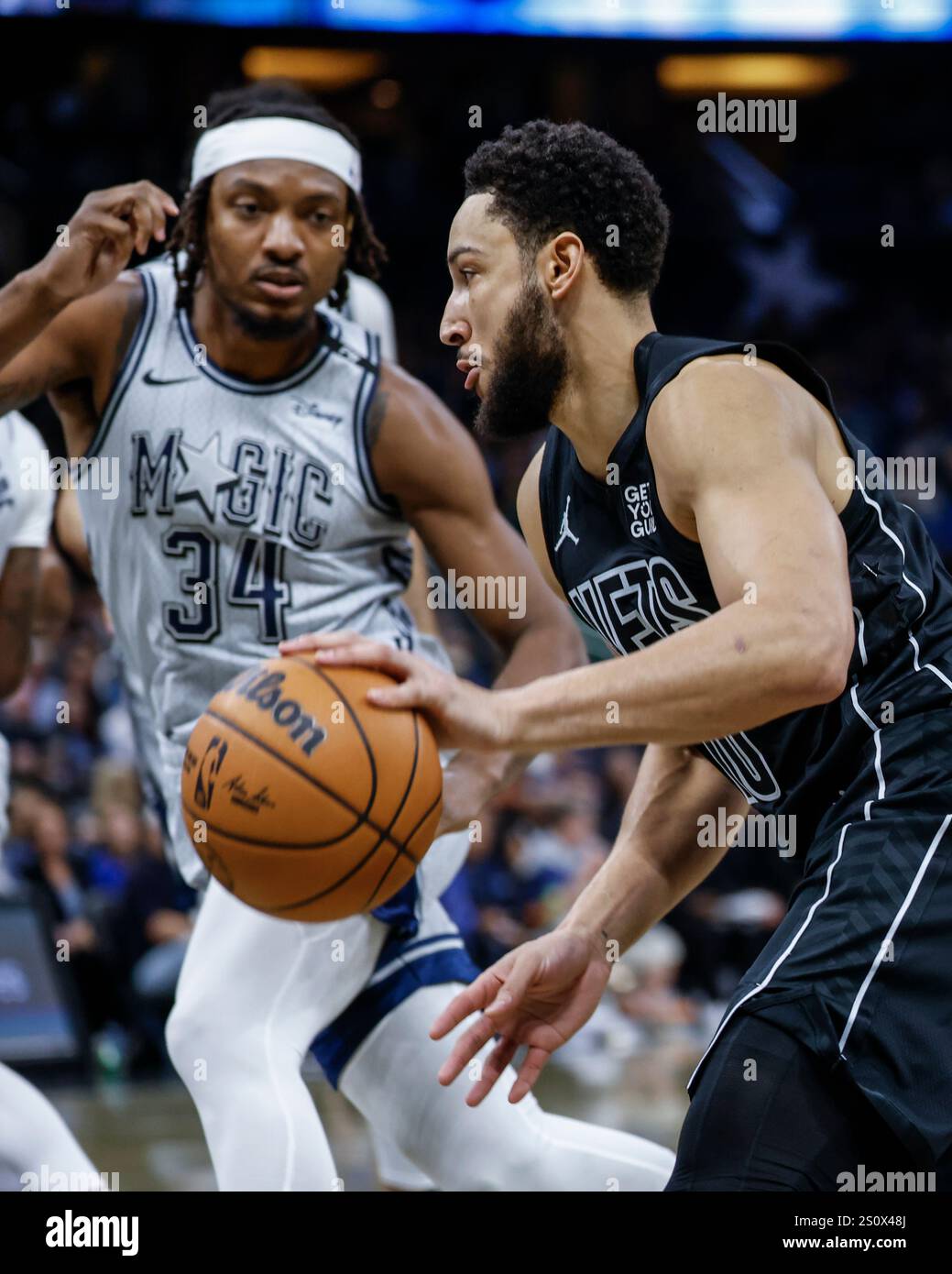 Orlando Magic center Wendell Carter Jr. (34) defends against Brooklyn ...