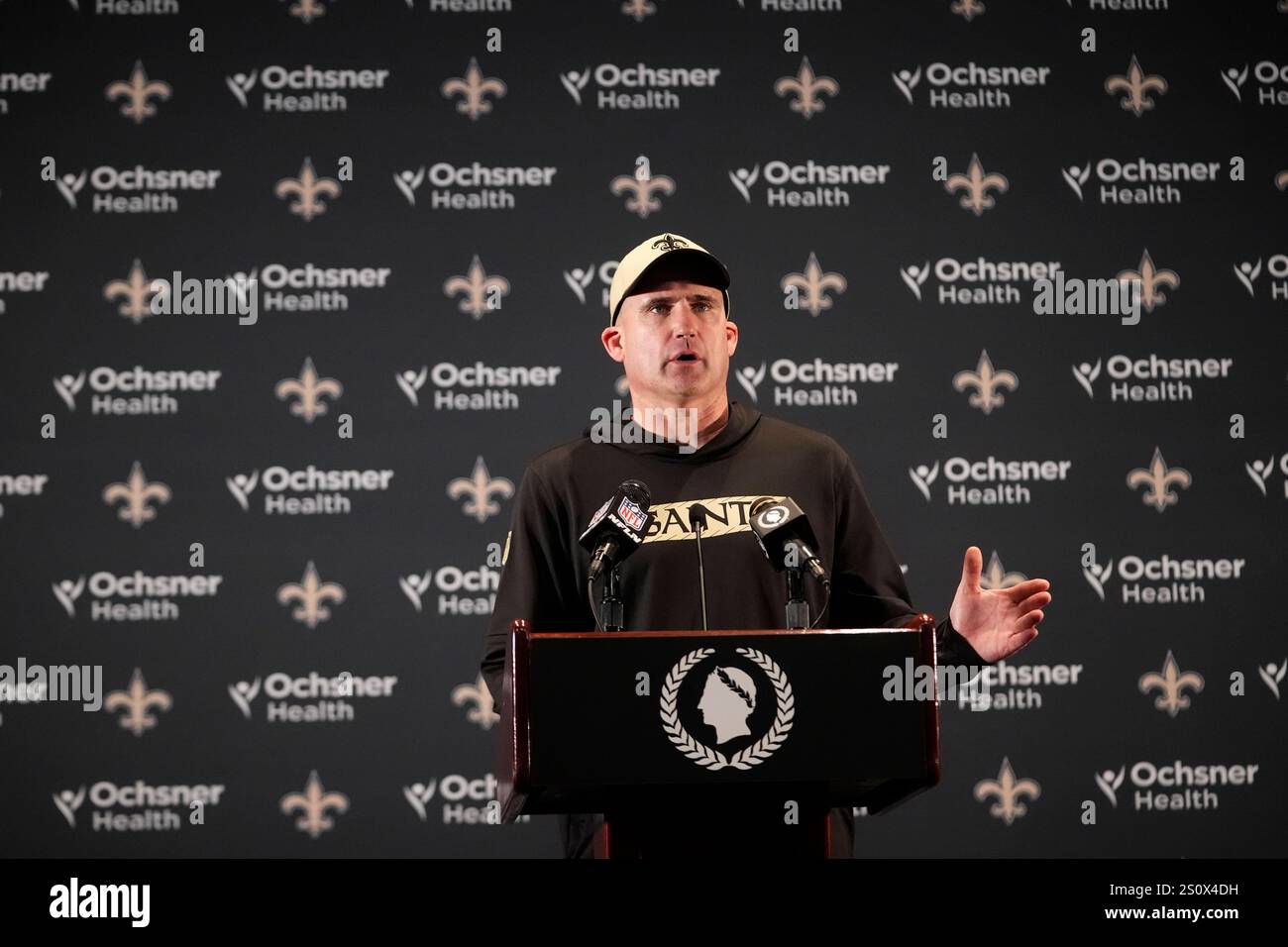 New Orleans Saints interim head coach Darren Rizzi speaks during a news ...