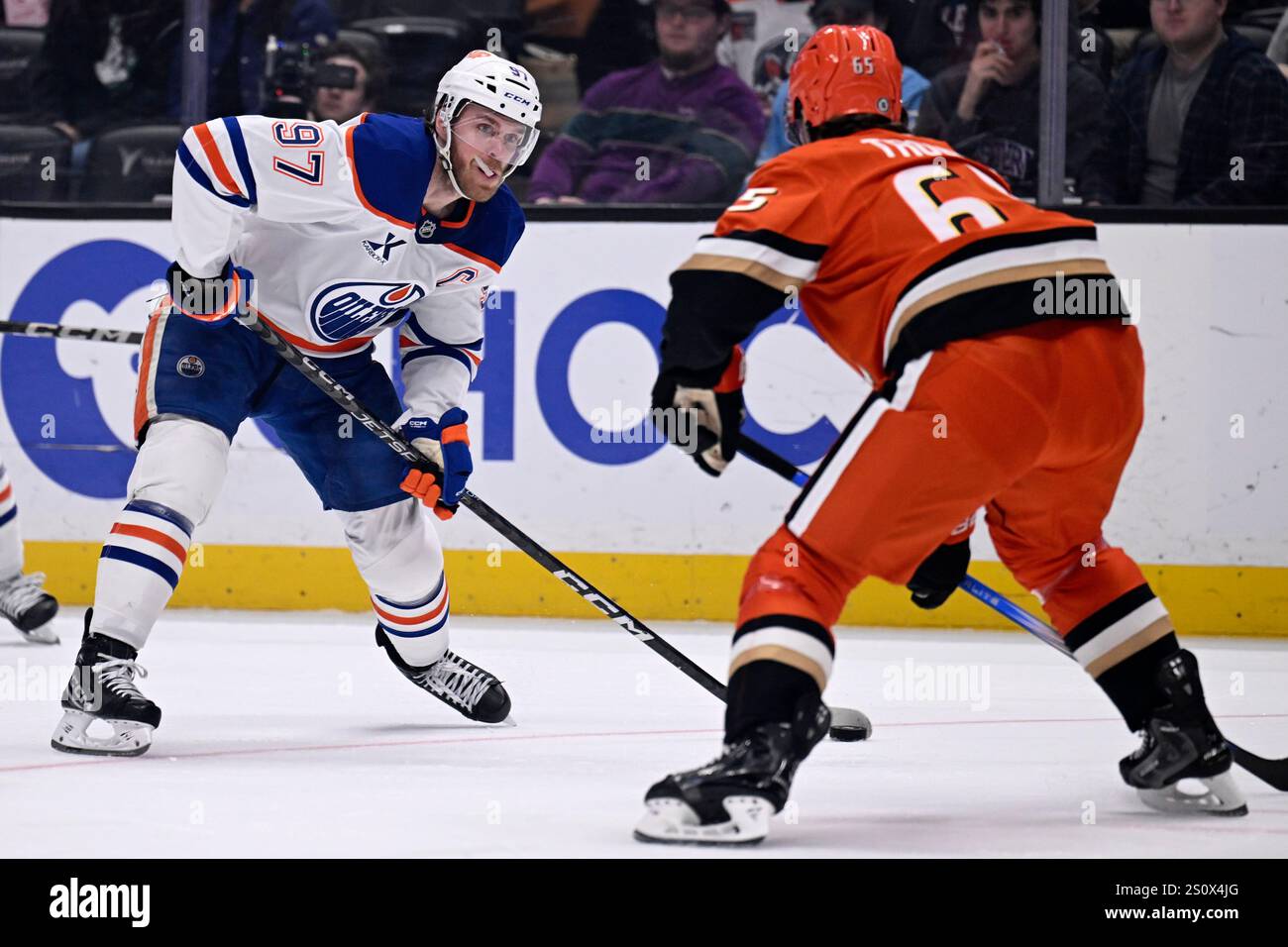Edmonton Oilers center Connor McDavid (97) looks to shoot against ...