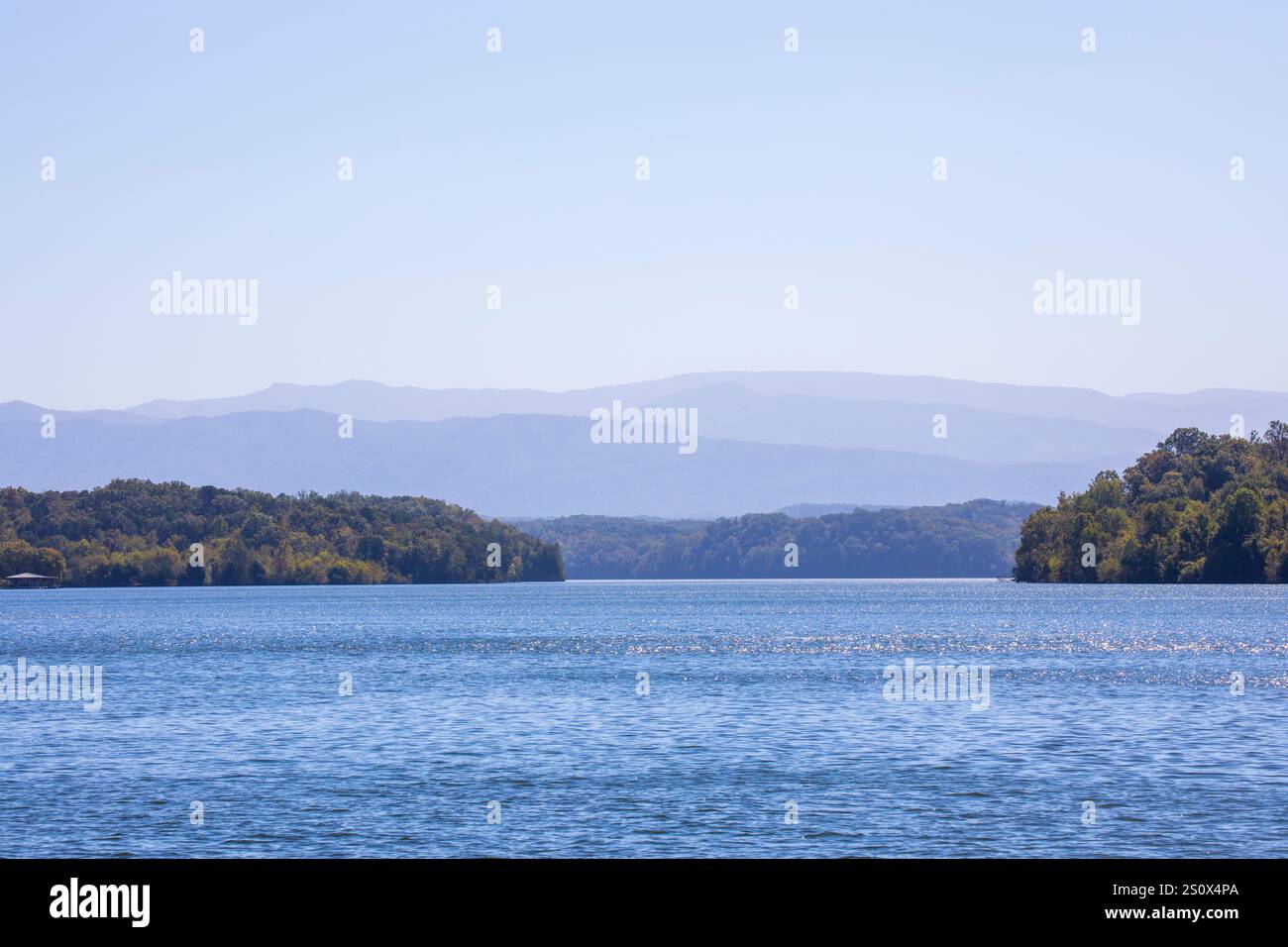 Tellico Lake, and the view of the Smoky Mountains, Tennessee Stock ...