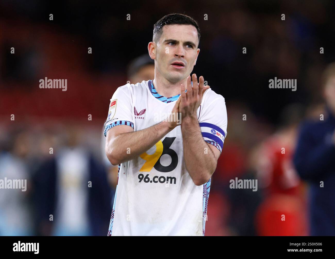 Burnley's Josh Cullen applauds the fans after the final whistle in the ...