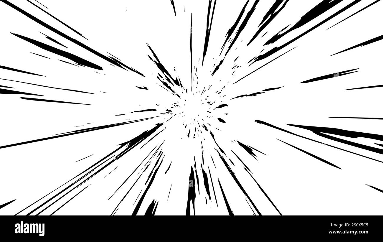 Speed burst background. Manga comic effect. Black speed lines on white ...