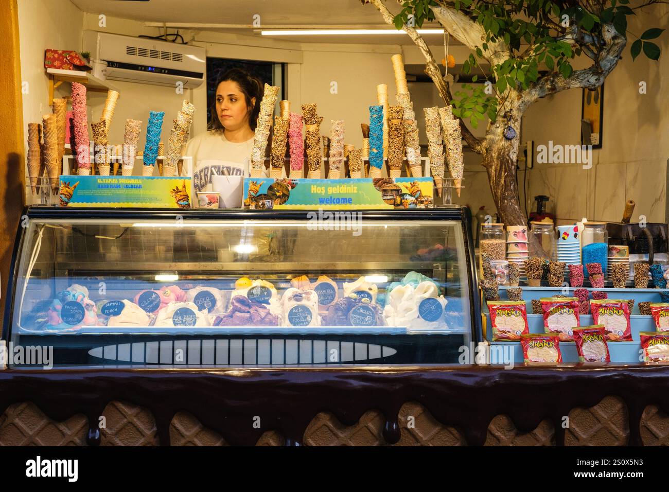 Turkey, Turkiye. Village of Sirince. Ice Cream Vendor Waiting for ...