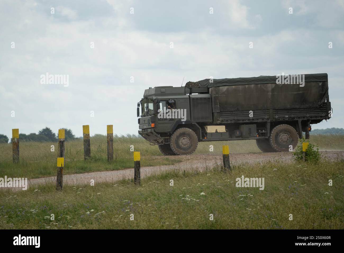 british army MAN SV 4x4 utility haulage support vehicle in action on a ...