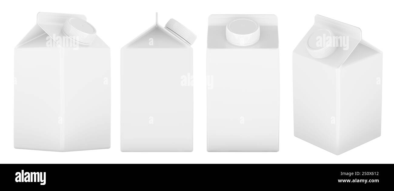 Carton packaging container box with plastic cap, different views and ...