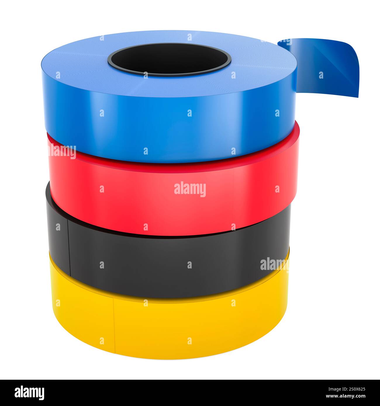 Stack of colored Electrical Tapes, insulating tapes. 3D rendering ...