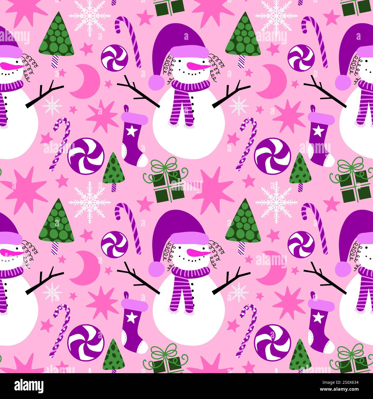 Winter seamless snowman pattern for fabrics and textiles and packaging ...
