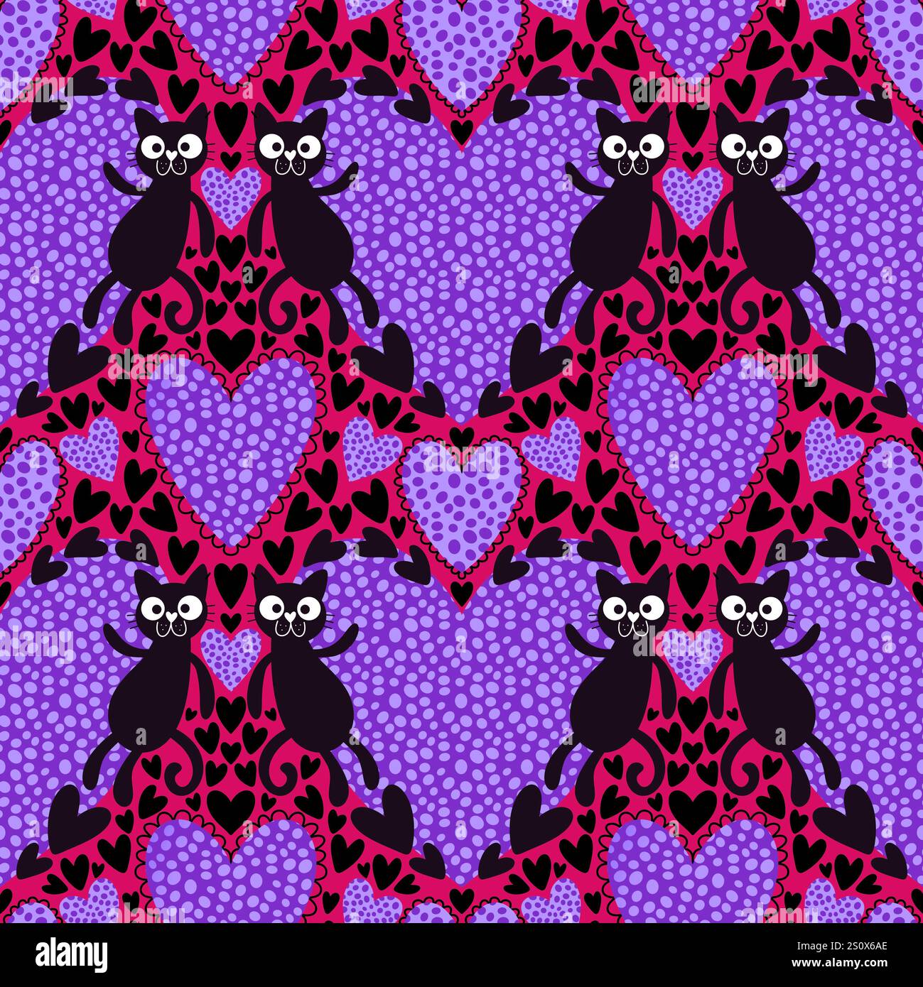 Valentine love hearts seamless 14 February pattern for wrapping paper ...