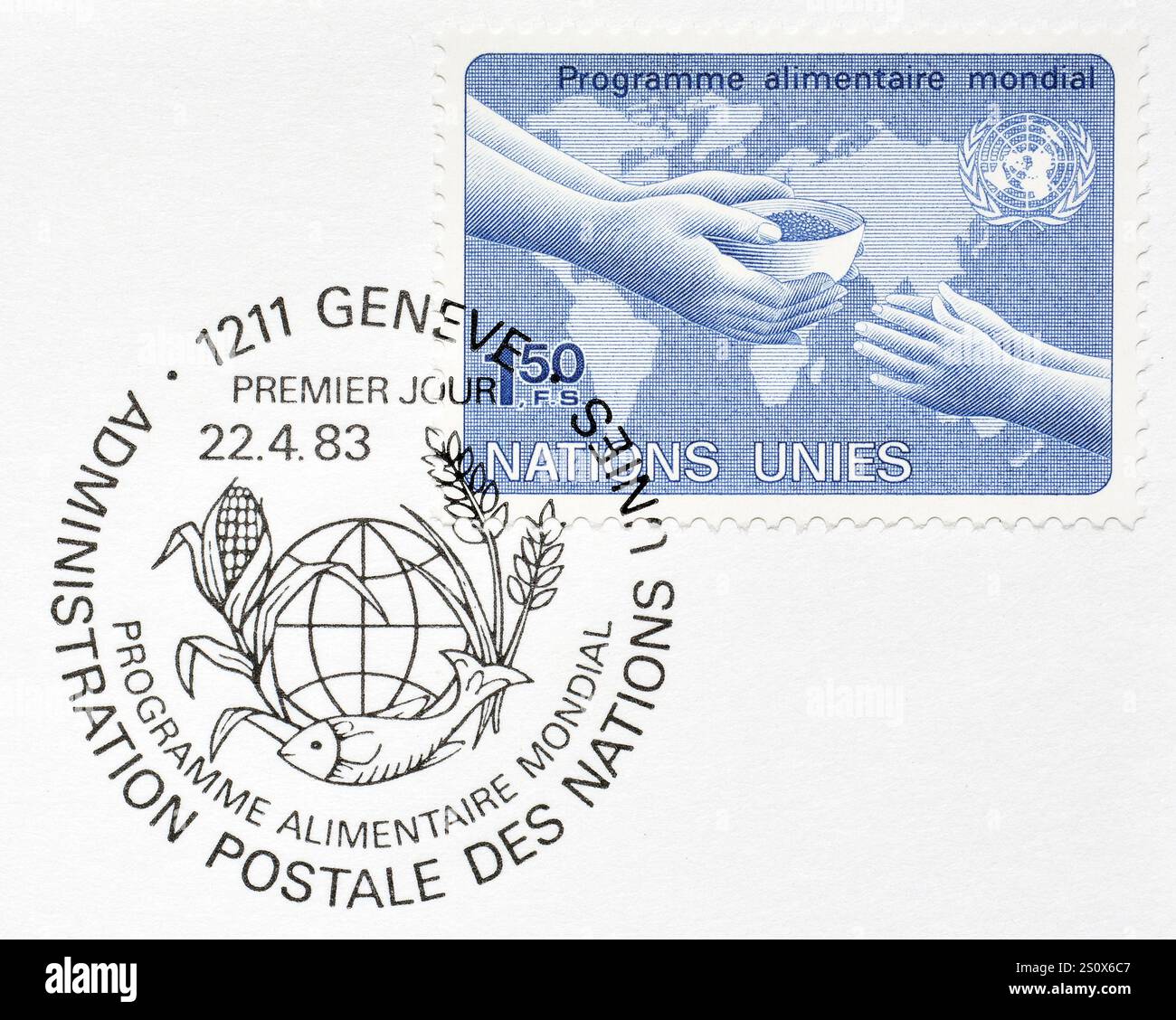 Cancelled postage stamp printed by United Nations, Geneva, that ...