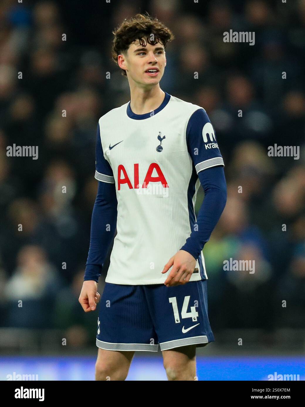 Archie Gray of Tottenham Hotspur looks on during the Premier League ...
