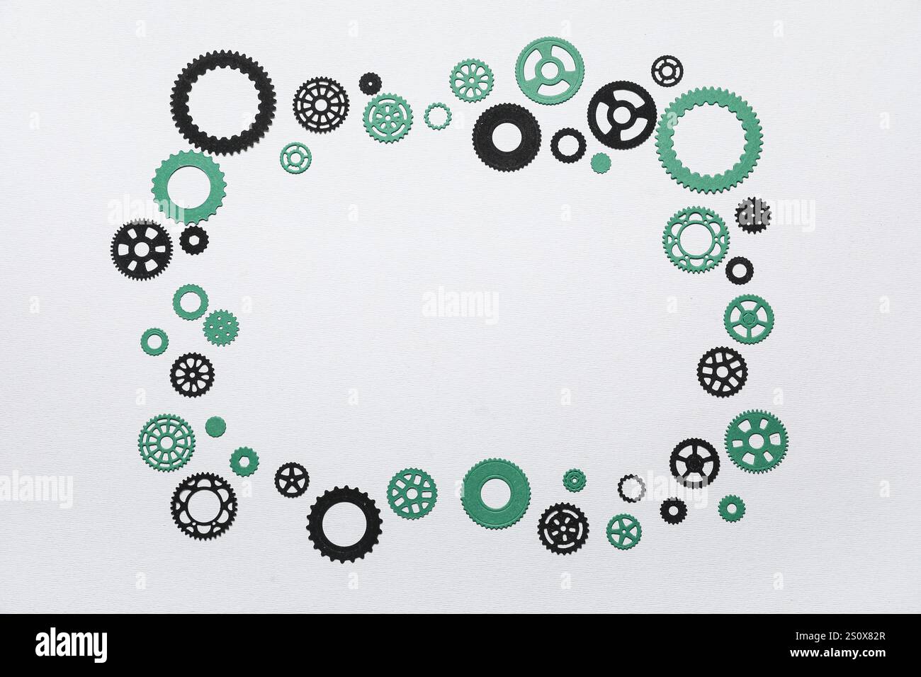 Frame made of different paper gears on grey background Stock Photo - Alamy