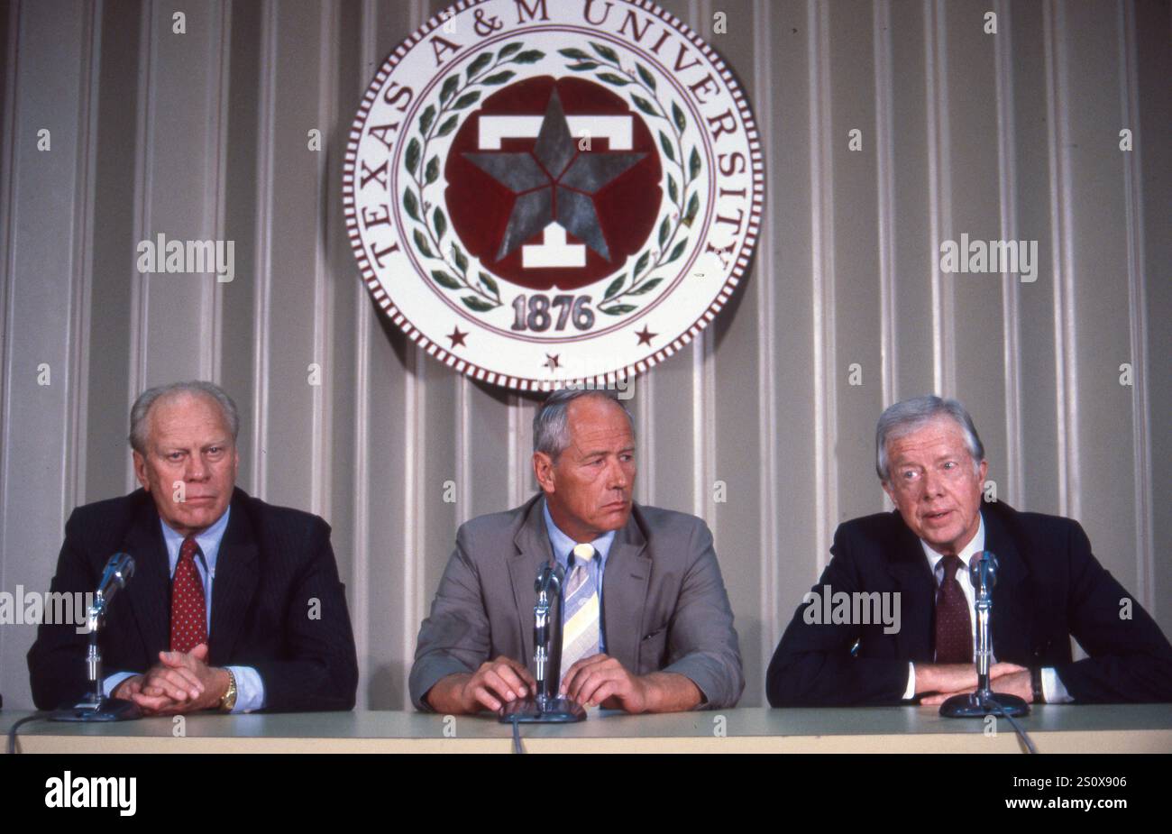 College Station Texas USA, November 1986: Former U.S. Presidents GERALD ...