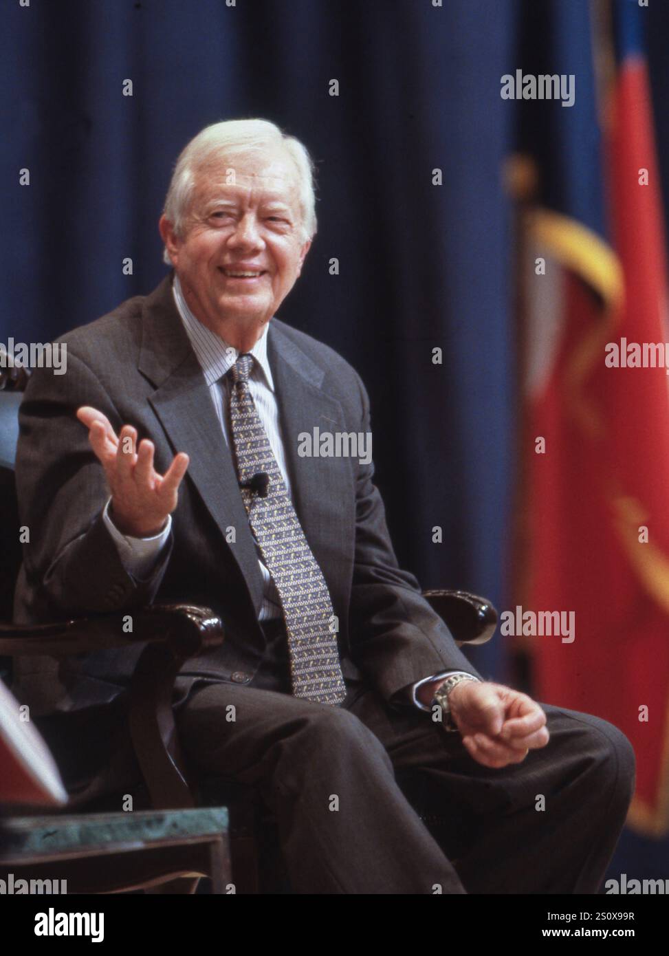 Austin Texas USA, 2000: Former U.S. President JIMMY CARTER gestures ...