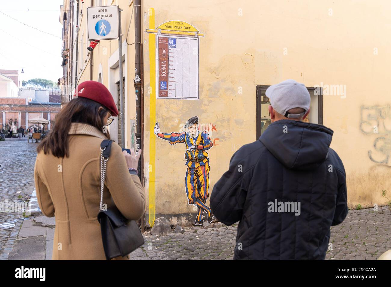 Rome, Italy. 29th Dec, 2024. View of the new mural made by Maupal ...