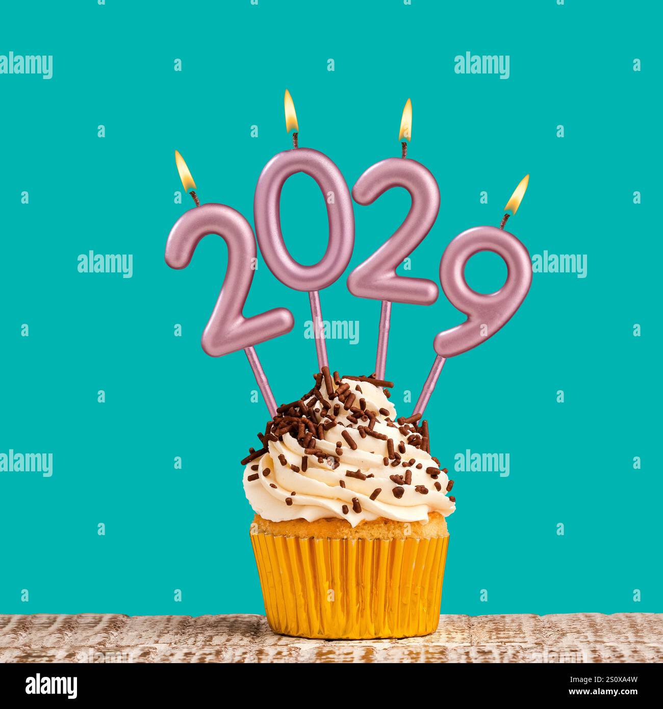 Happy New Year 2029 - Candles in the form of lit numbers Stock Photo ...