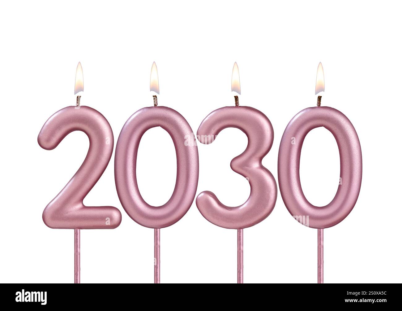 Happy New Year 2030 - Candles in the form of lit numbers Stock Photo ...