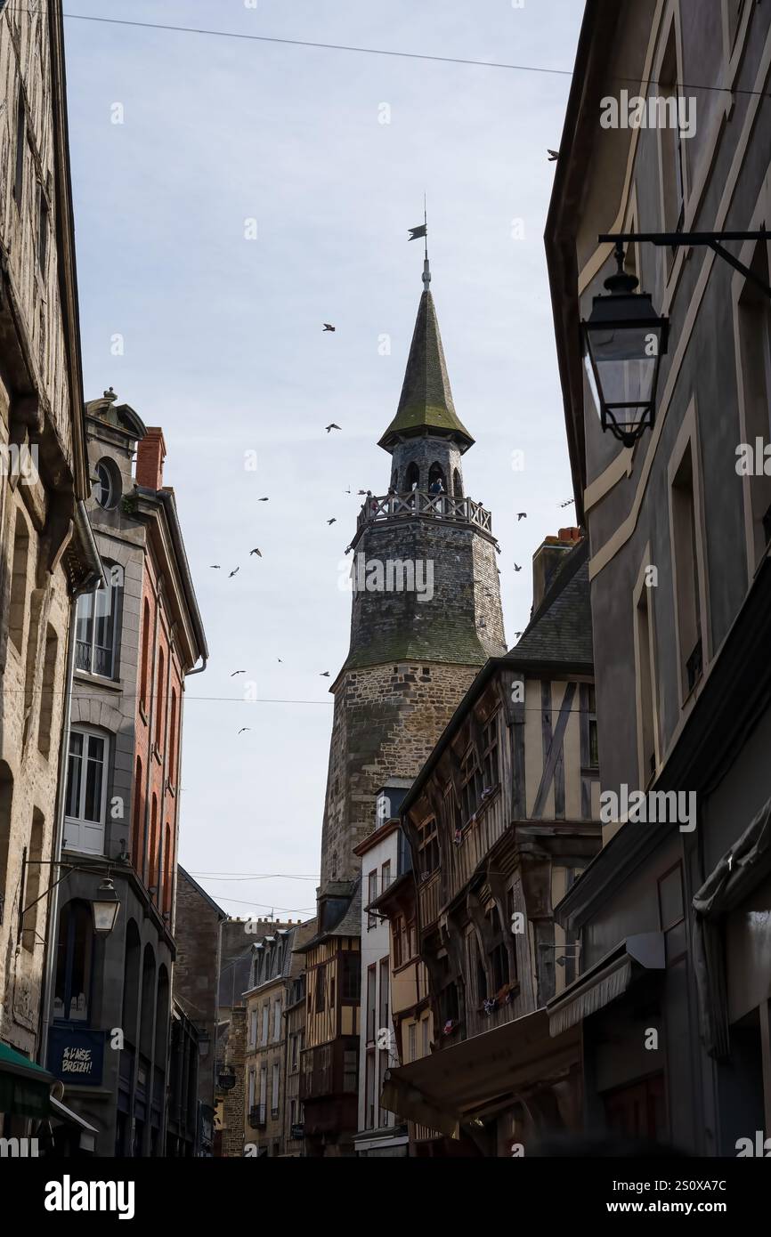 view of church tower and buildings of a beautifully preserved 14th ...