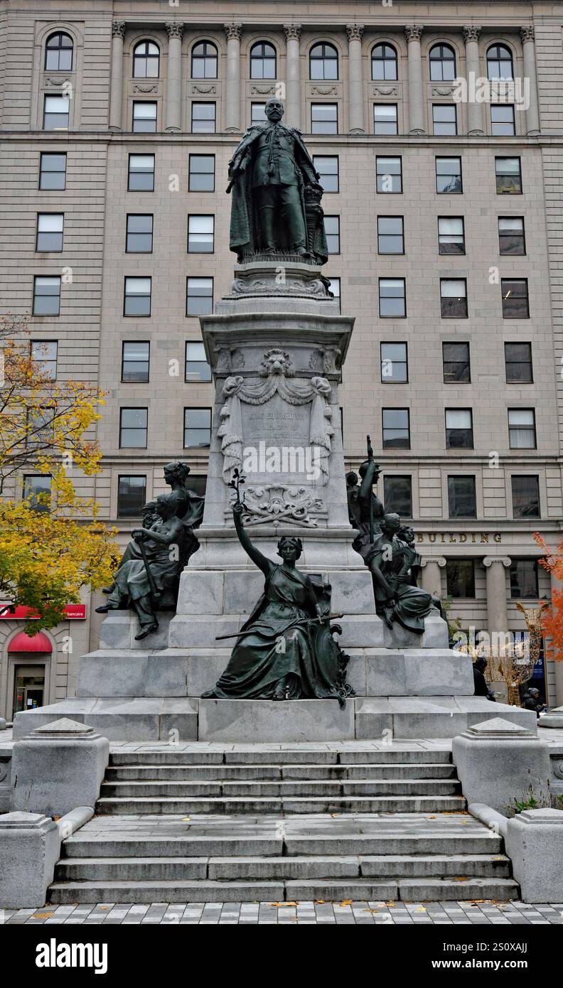 A monument to King Edward VII stands in downtown Montreal's Phillips ...