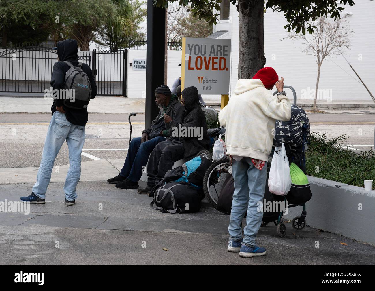 Tampa, Florida, USA. 29th Dec, 2024. Homeless men and women in Tampa's ...