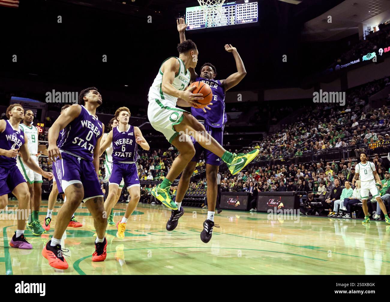 Oregon guard Jackson Shelstad (3), passes against Weber State during ...