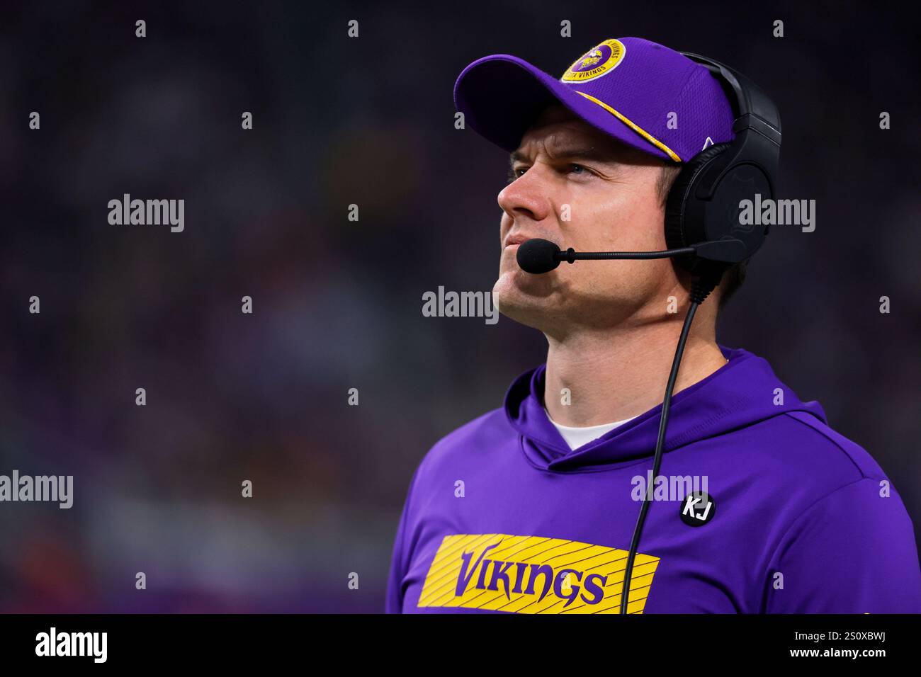 Minnesota Vikings head coach Kevin O'Connell watches during the second ...